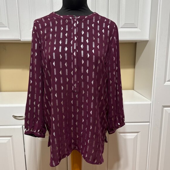 JM Collection | Tops | Jm Collection Purple Silver Metallic Top With ...